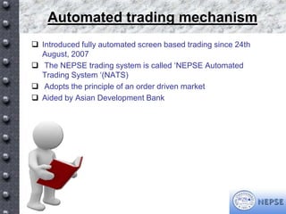 Security market of nepal | PPTX