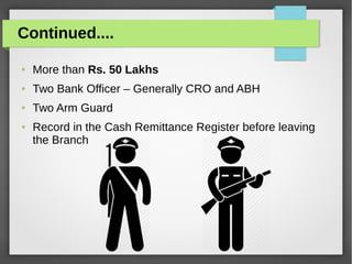 Security measures for cash remittance | ODP