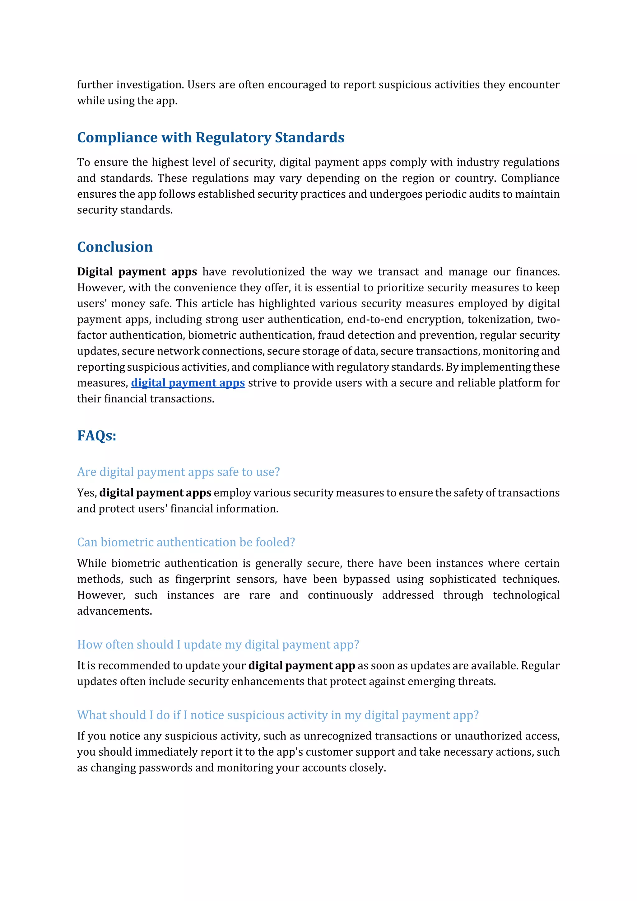 Security Measures in Digital Payment Apps: Keeping Your Money Safe | PDF