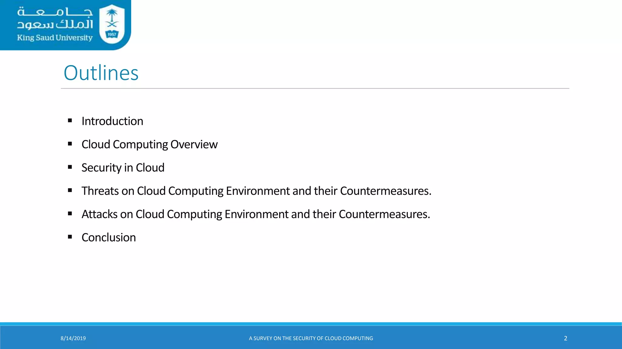 Security Of Cloud Computing Survey Ppt