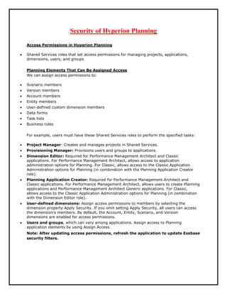 Security of hyperion planning | DOCX