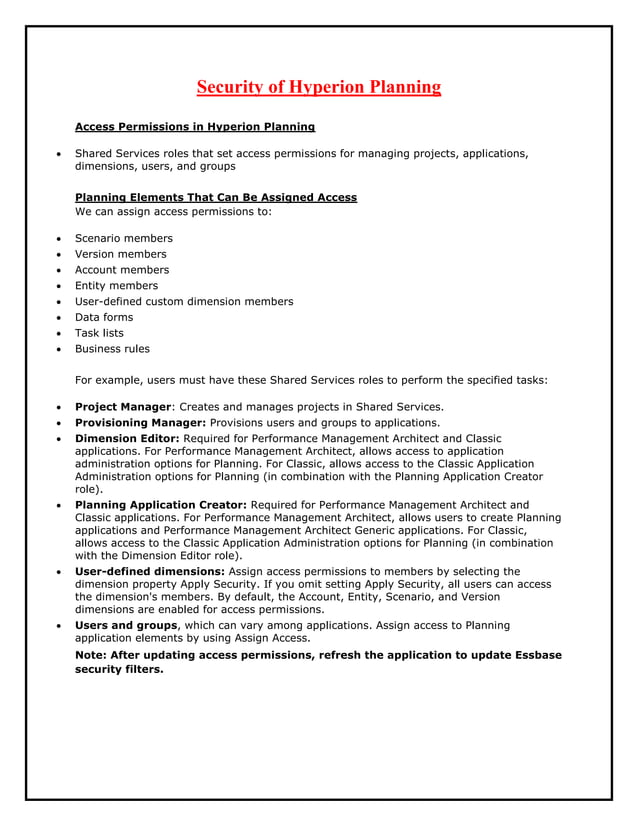 Security of hyperion planning | DOCX | Operating Systems | Computer ...