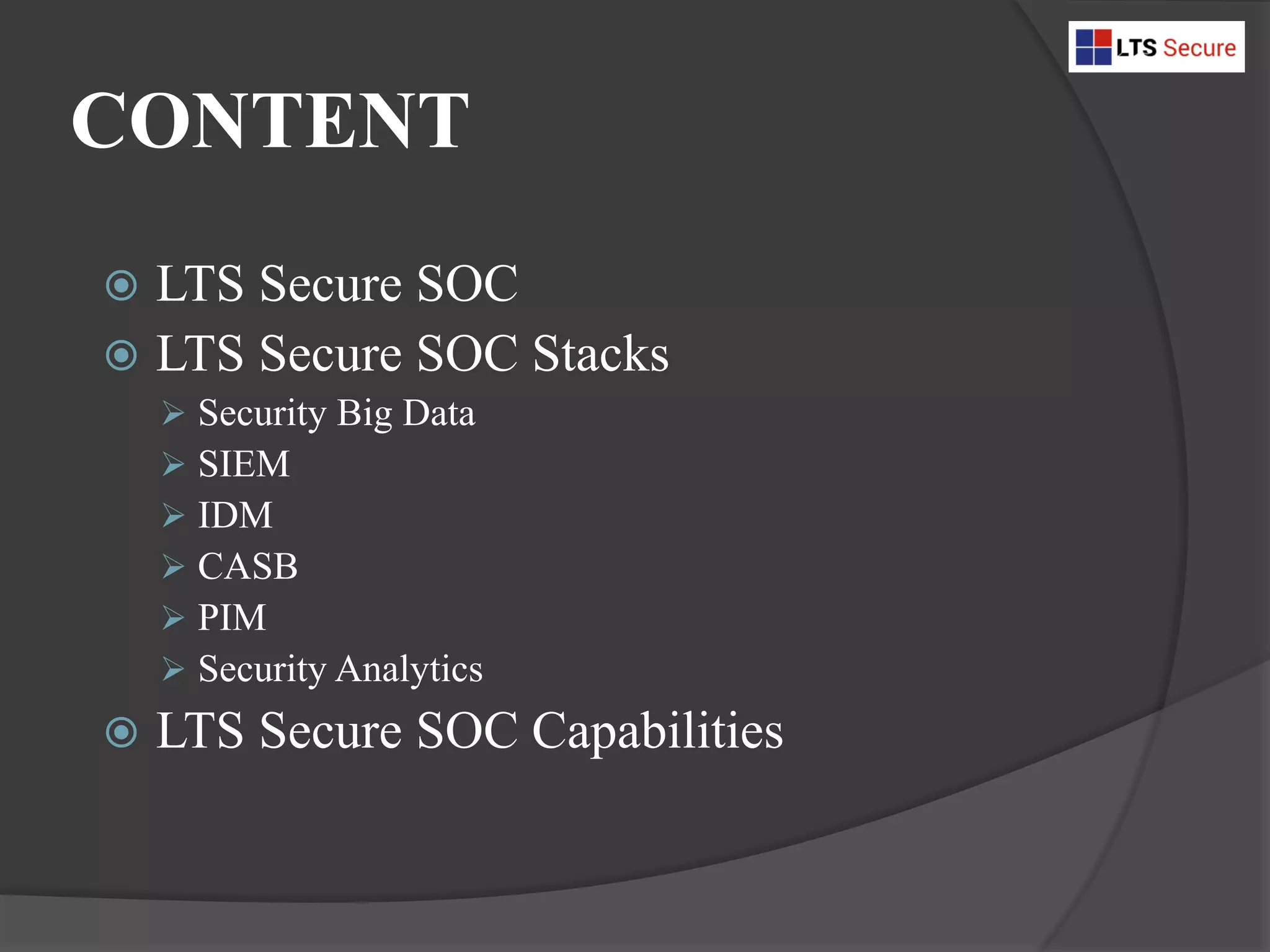 Lts Secure Intelligence Driven Security Operation Center Pdf Operating Systems Computer