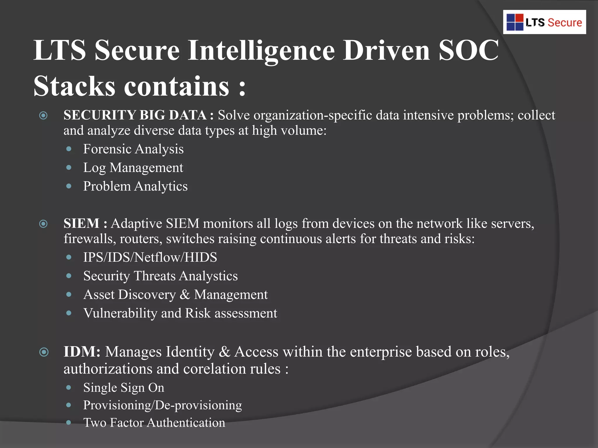 Lts Secure Intelligence Driven Security Operation Center Pdf Operating Systems Computer