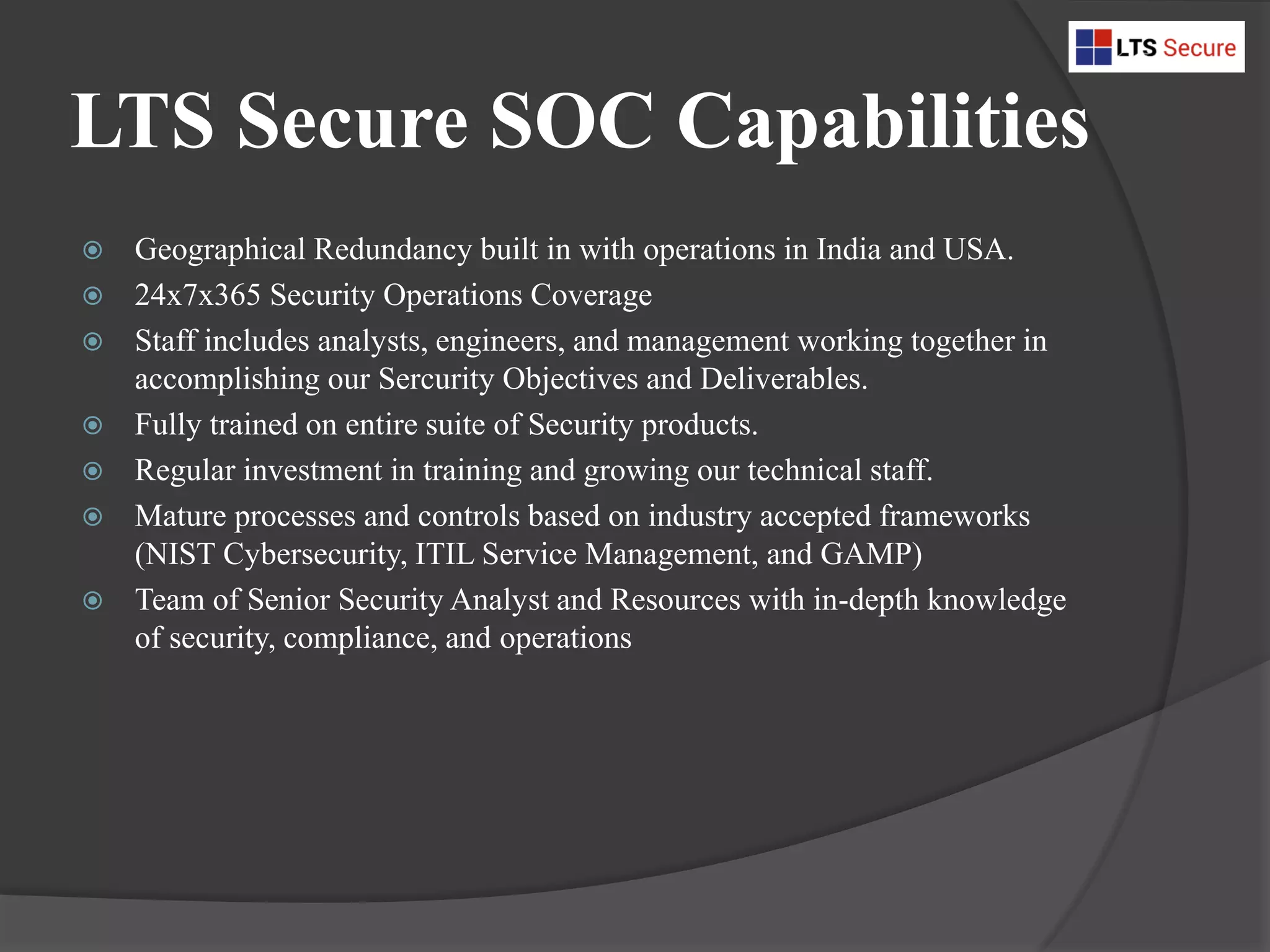 Lts Secure Intelligence Driven Security Operation Center Pdf Operating Systems Computer