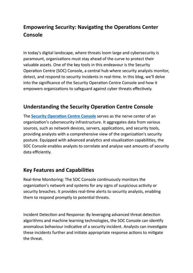 Security Operation Centre Console.docx