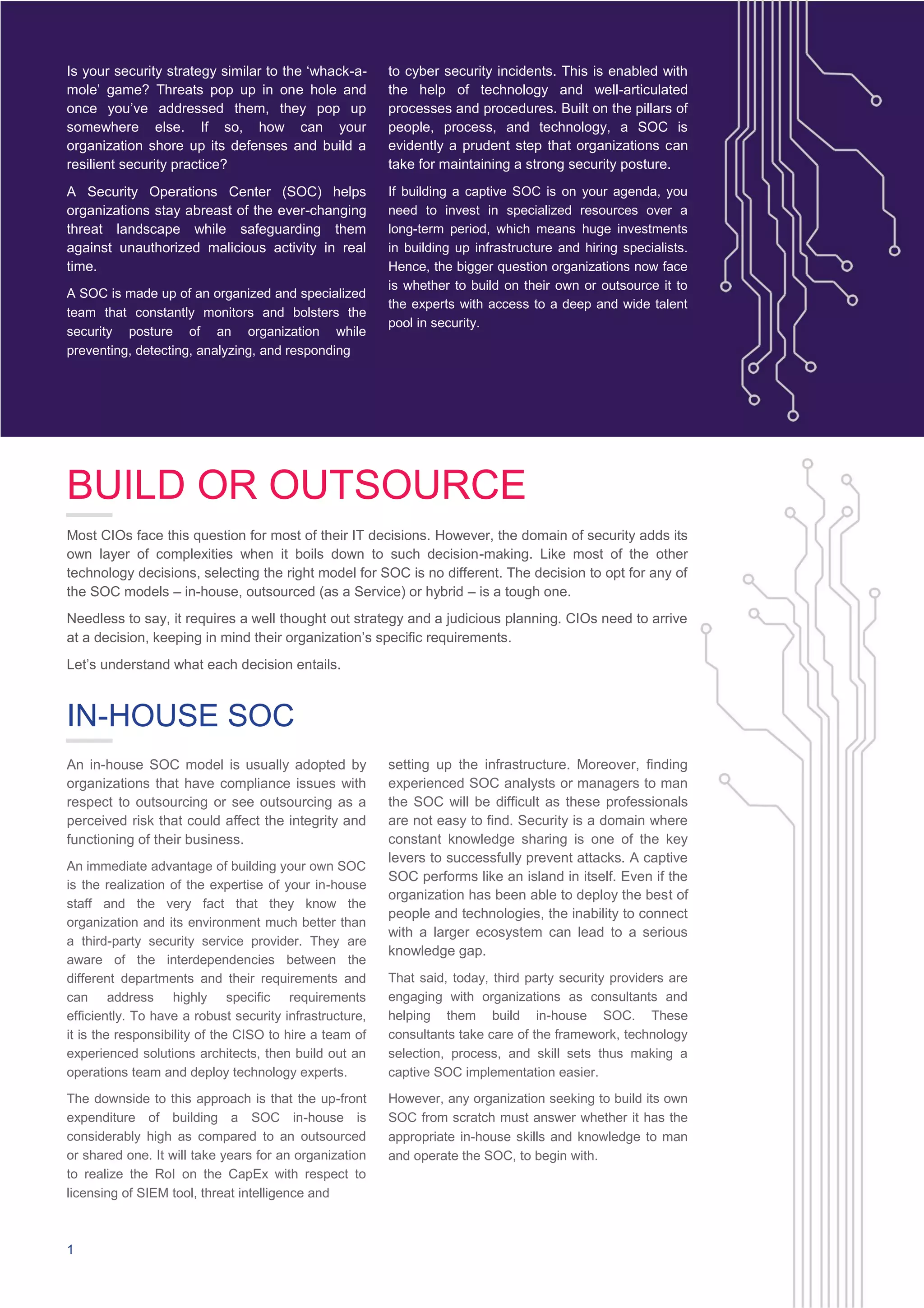 Security operations center inhouse vs outsource | PDF