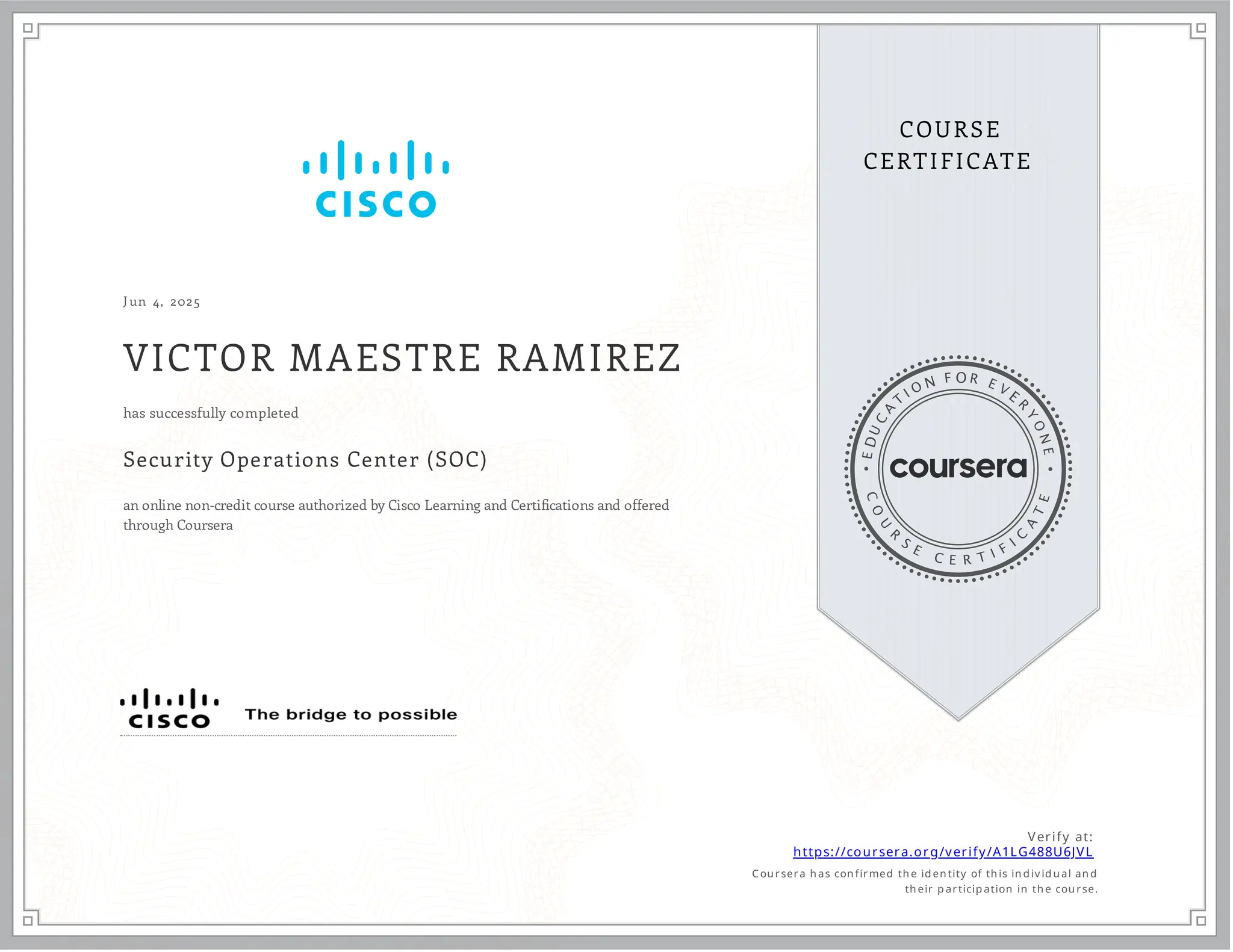 Security Operations Center (SOC) - CISCO Certificate | PPT