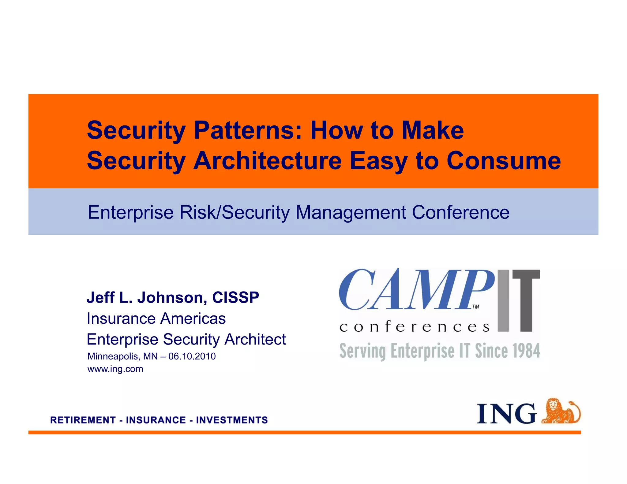 Security Patterns How To Make Security Arch Easy To Consume | PPT