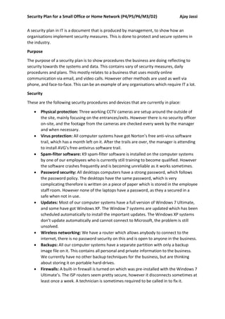 Security Plan for Small Networks/Offices | DOCX