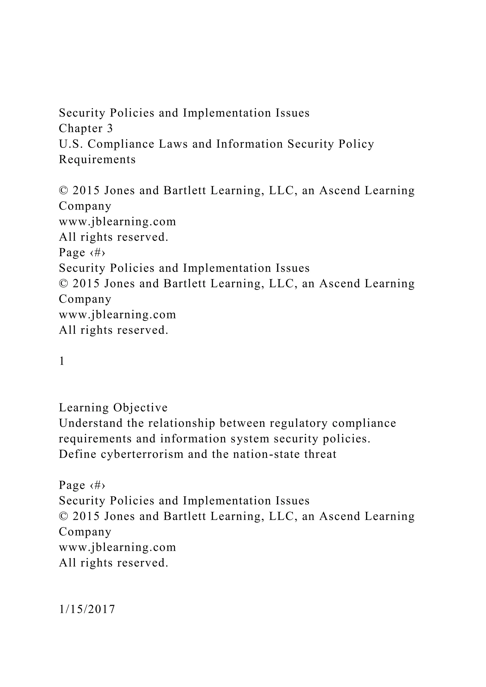 Security Policies and Implementation IssuesChapter 3U.S. Com.docx