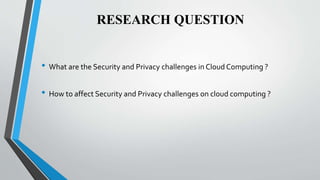 Security & privacy challenges in cloud computing | PPTX