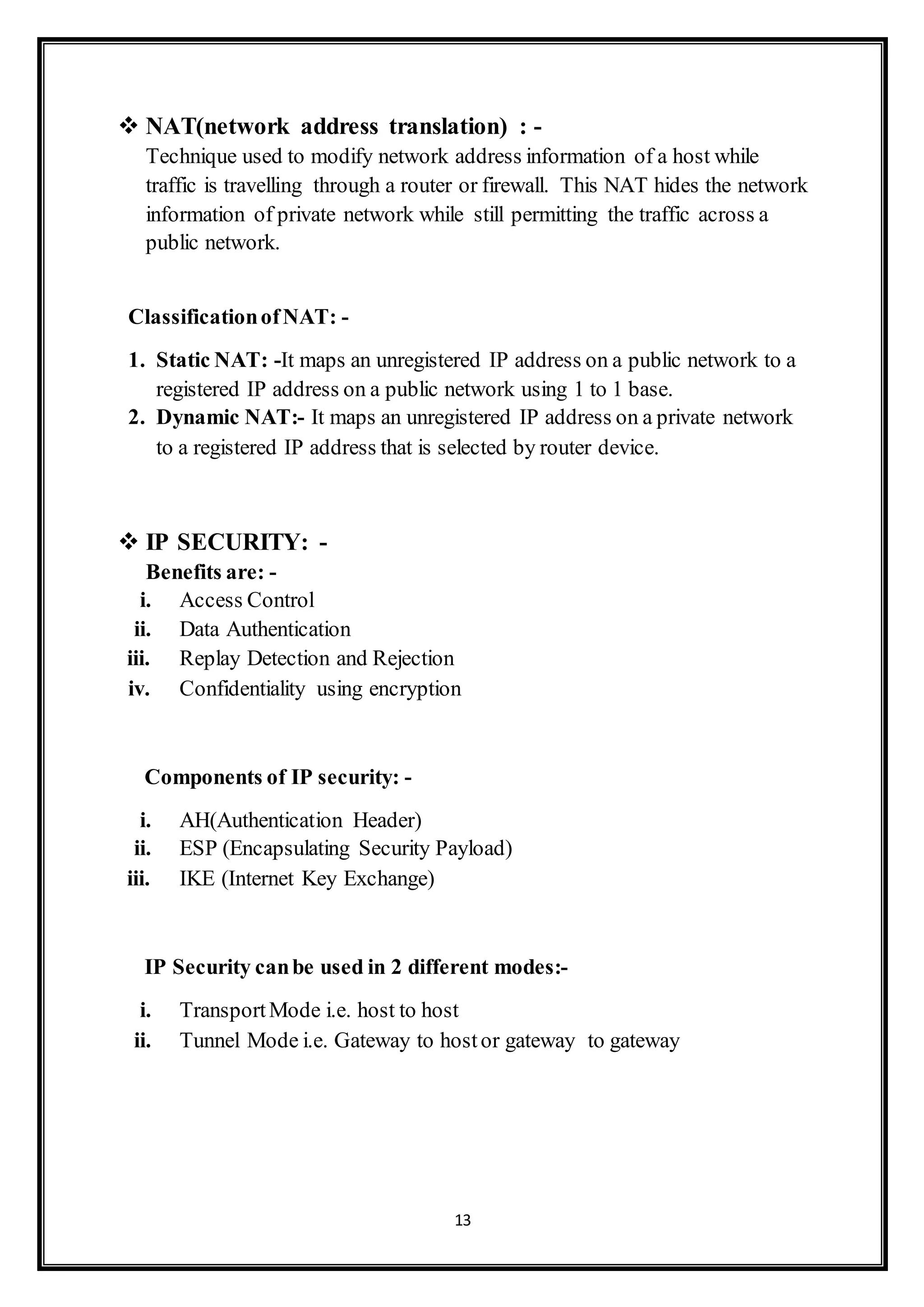 report on network security fundamentals | PDF