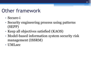 SECURITY REQUIREMENTS ENGINEERING: APPLYING SQUARE FRAMEWORK | PPTX