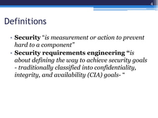 SECURITY REQUIREMENTS ENGINEERING: APPLYING SQUARE FRAMEWORK | PPTX