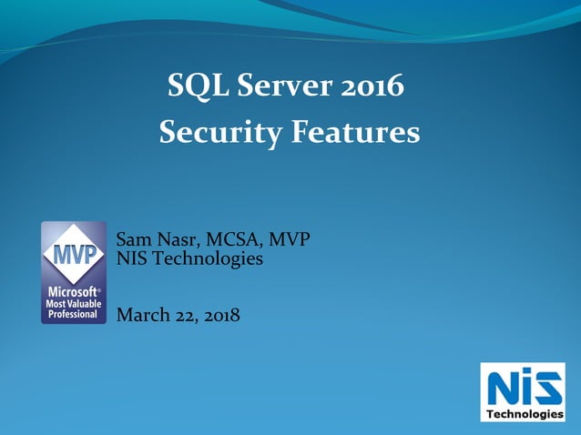 SQL Server 2016 Security Features | PPT