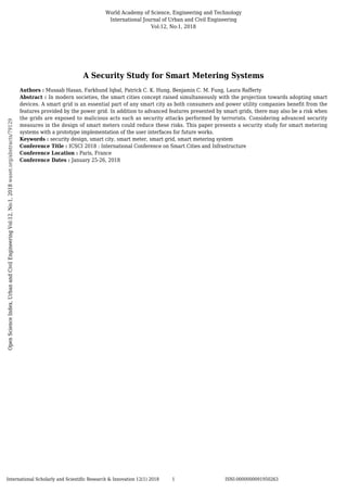 A Security Study for Smart Metering Systems | PDF