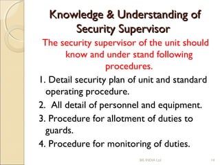 SOP of Security supervisor | PPT