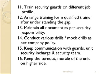 SOP of Security supervisor | PPT