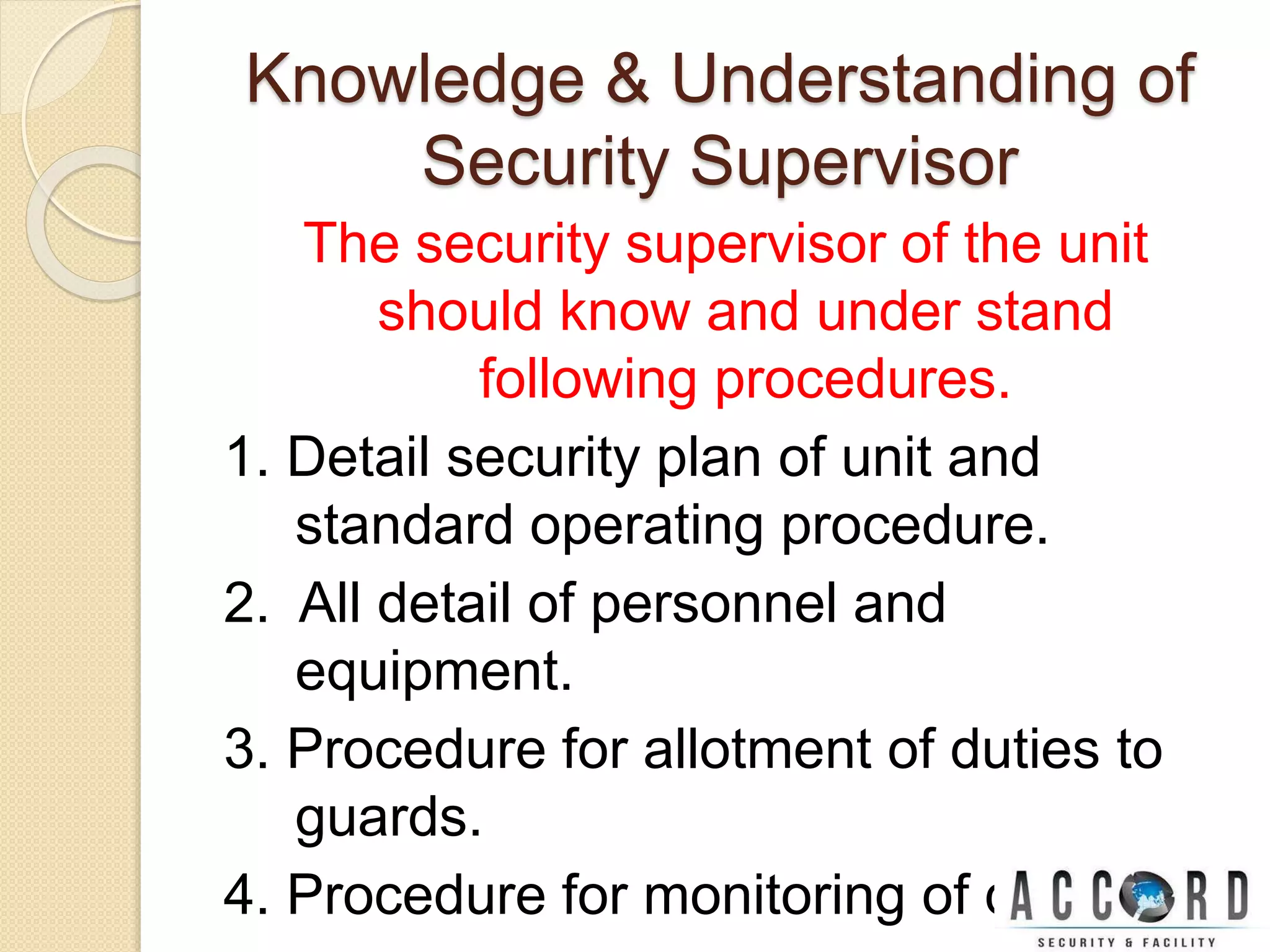Security supervisor ppt | PPTX