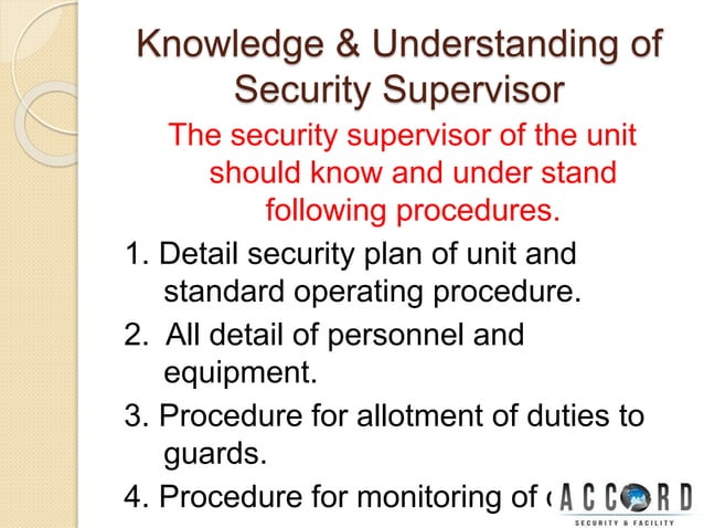 Security supervisor ppt | PPTX