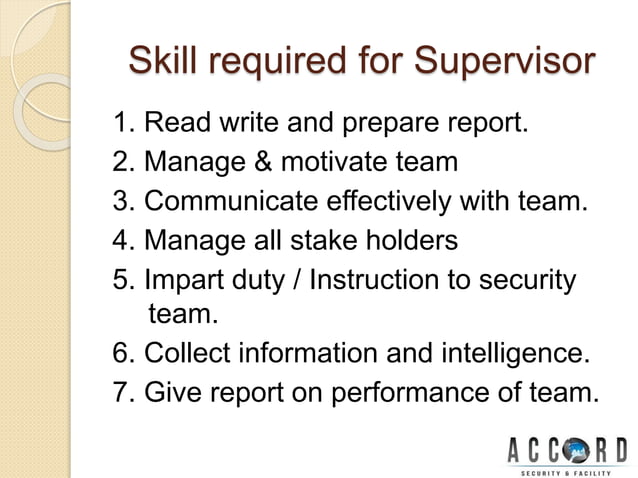 Security supervisor ppt | PPTX