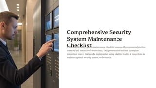 Security System Maintenance Checklist with eAuditor Audits ...