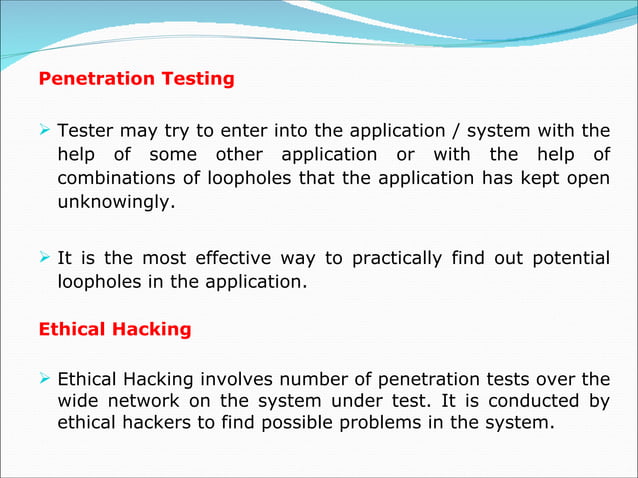 Security testing | PPT | Information and Network Security | Computing