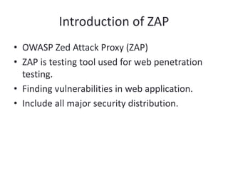 Security testing using zap | PPT