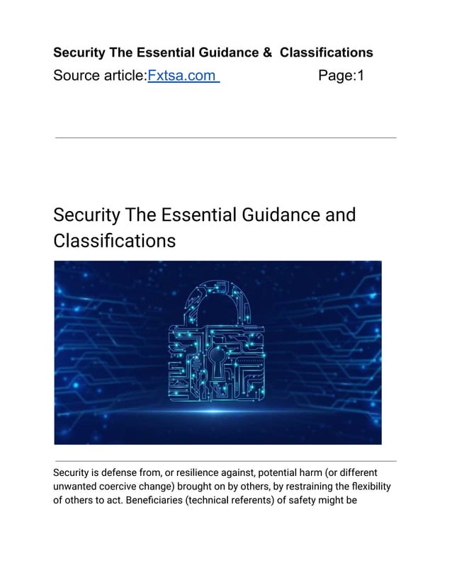Security The Essential Guidance & Classifications | PDF