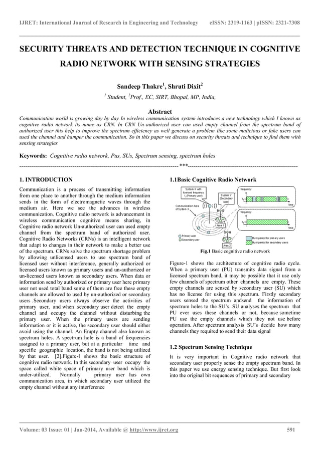 Security threats and detection technique in cognitive radio network with sensing strategies ...