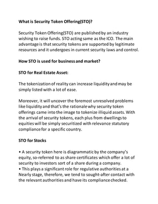 Security Token Offering(STO) Services | STO Developement | PDF