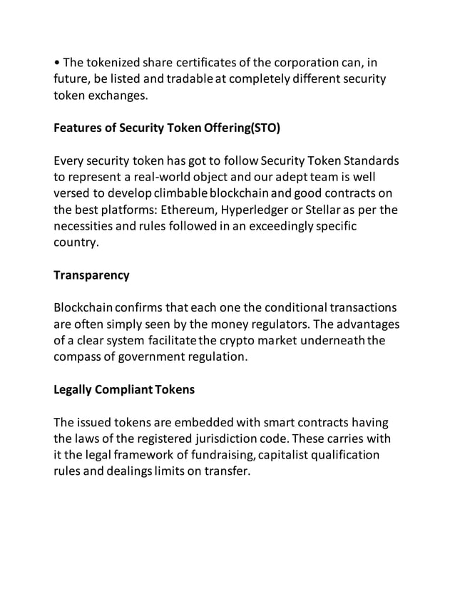 Security Token Offering(STO) Services | STO Developement | PDF