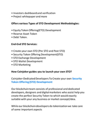 Security Token Offering(STO) Services | STO Developement | PDF