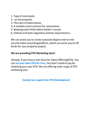 Security Token Offering(STO) Services | STO Developement | PDF