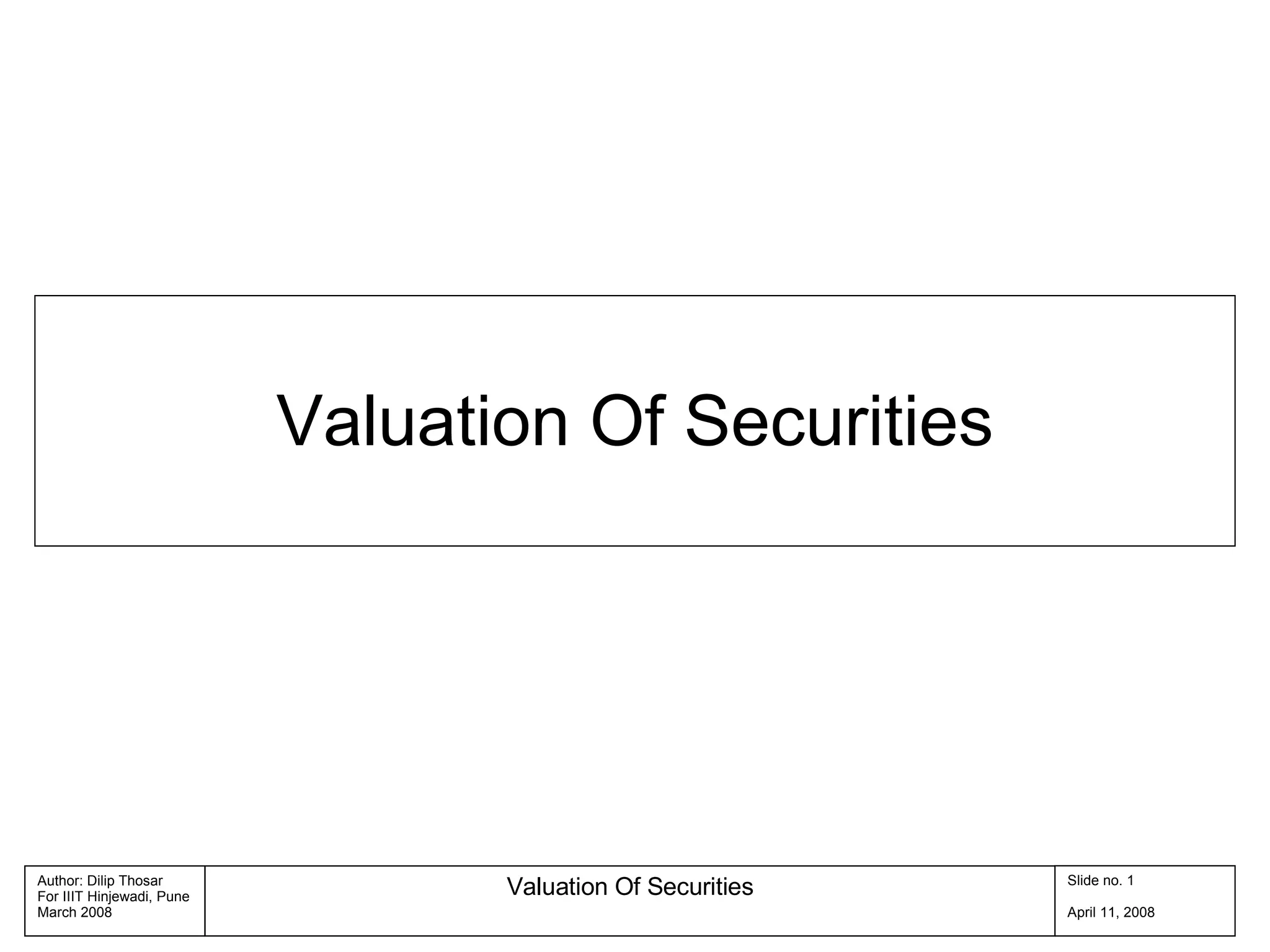 Security Valuation 02 | PPT