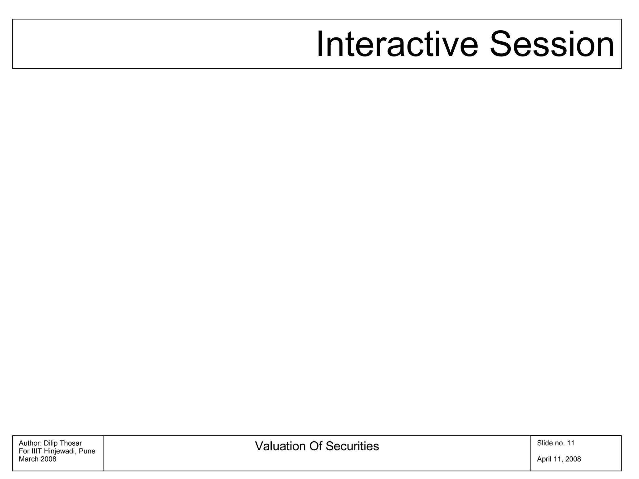 Security Valuation 02 | PPT