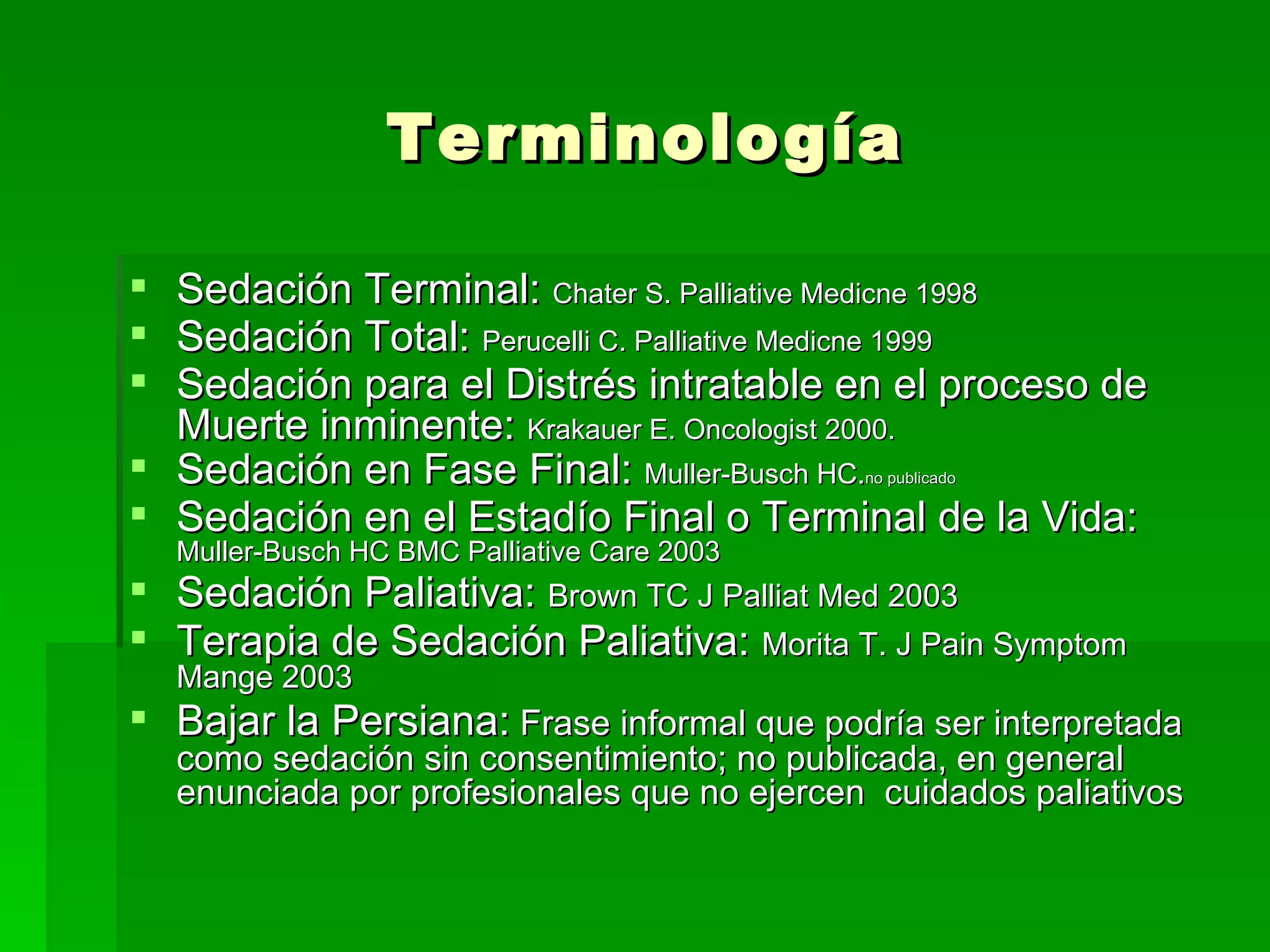 Terapia de Sedación Paliativa en Cuidados Paliativos | PPT
