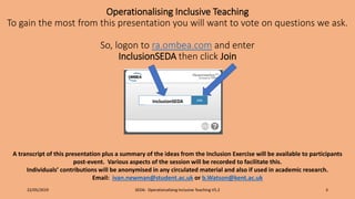 Operationalising Inclusive Teaching | PPT