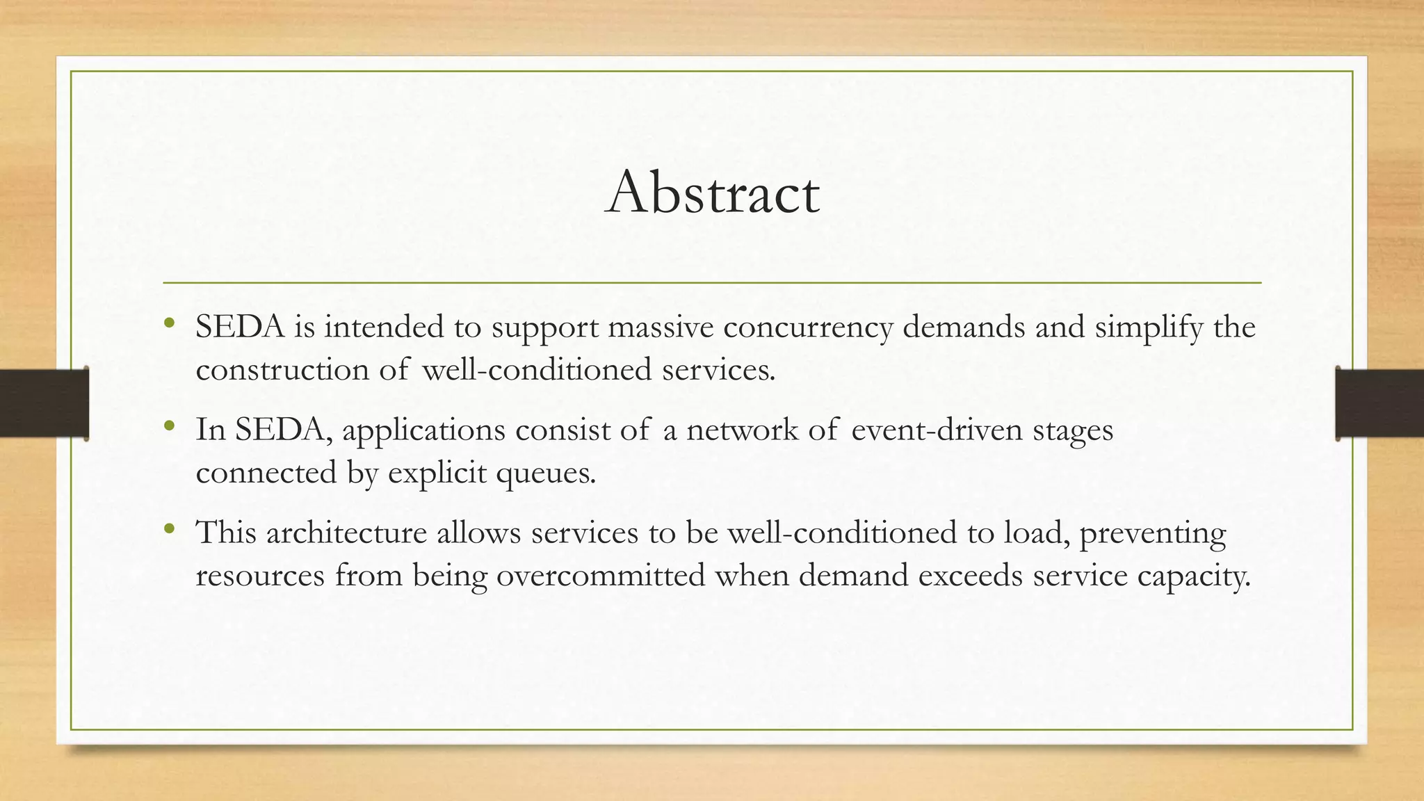 Seda(staged event driven architecture) | PPT