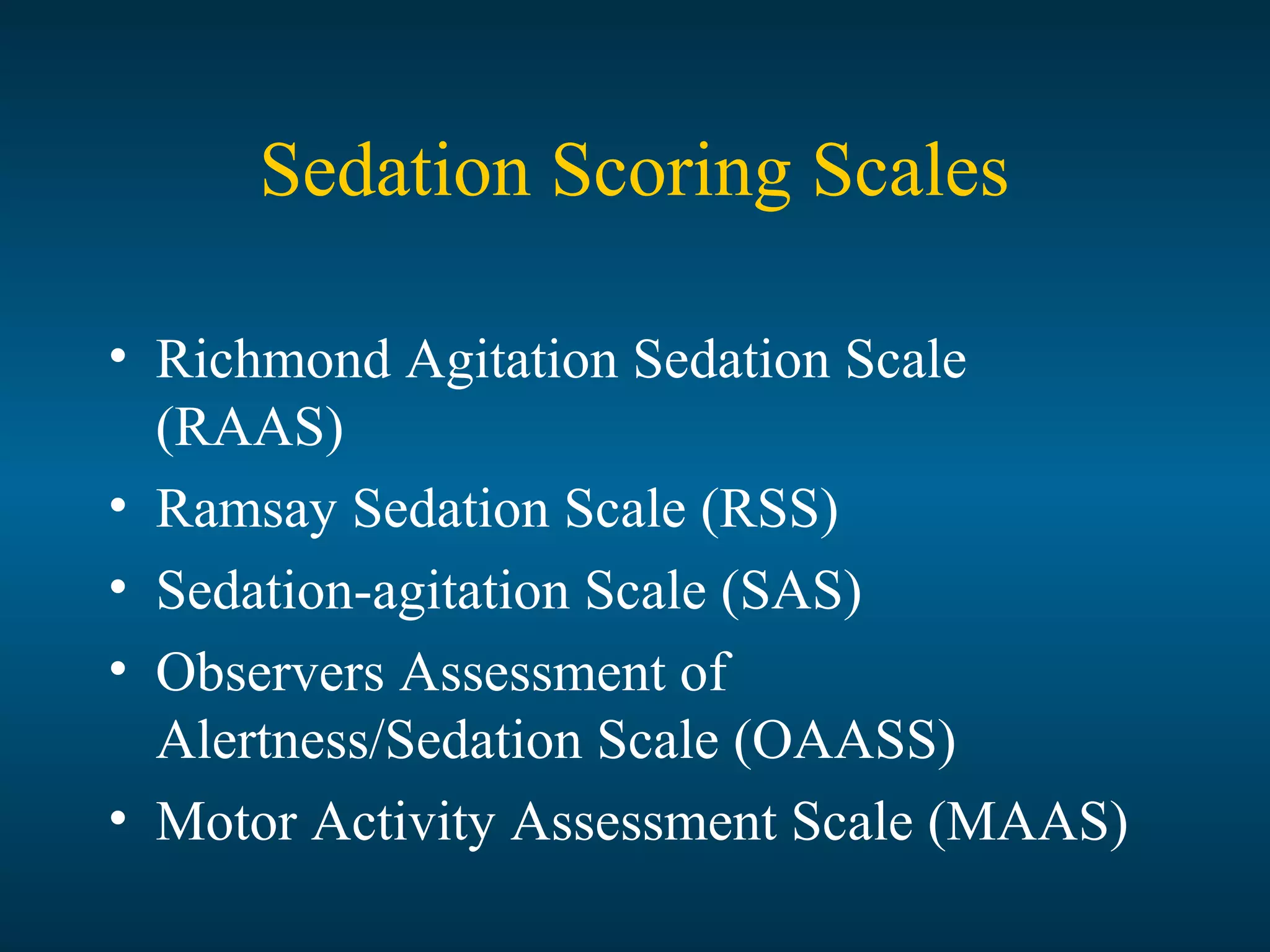 Sedation analgesia in icu | PPT