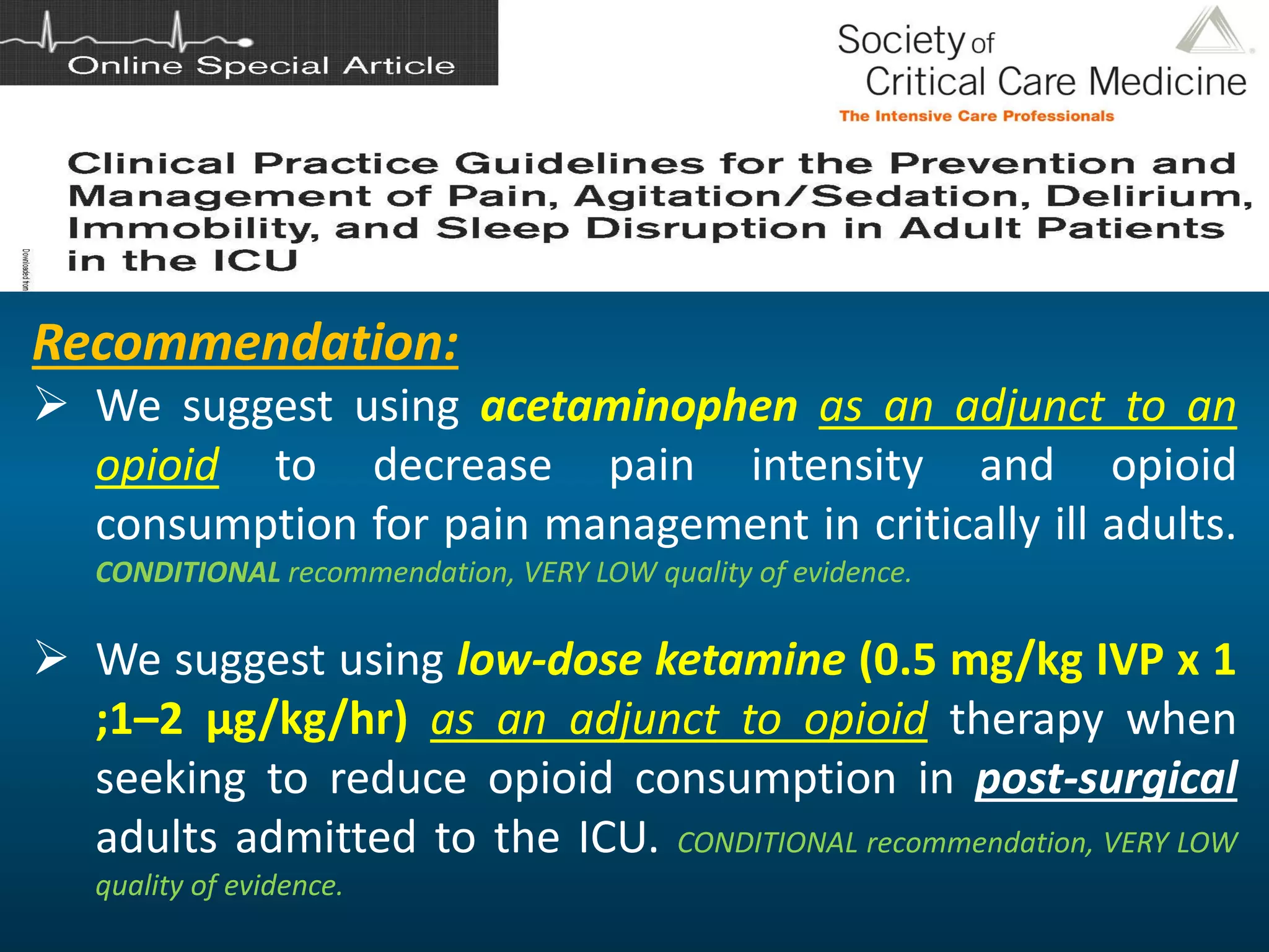 Sedation and analgesia in icu | PDF