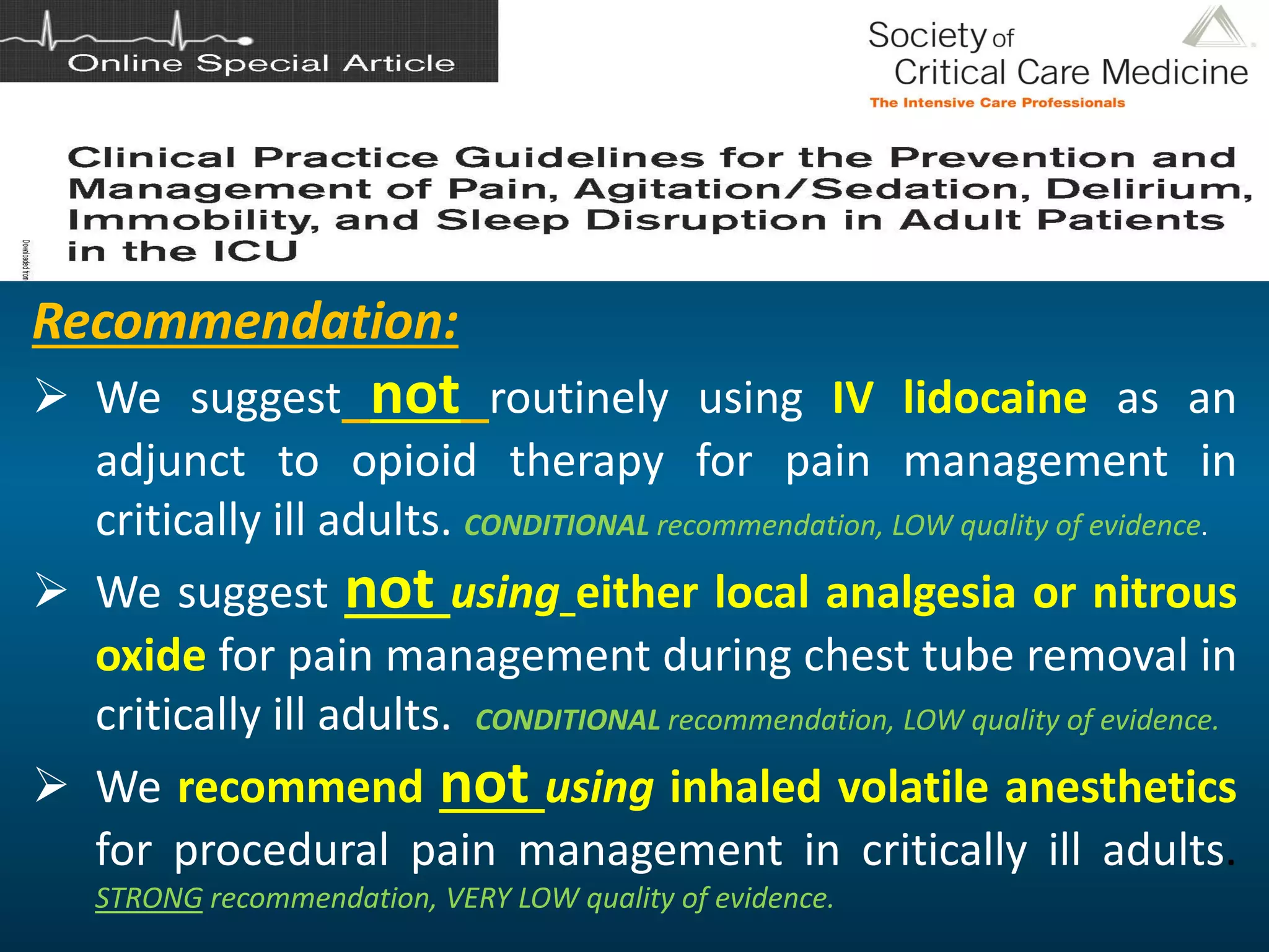 Sedation and analgesia in icu | PDF