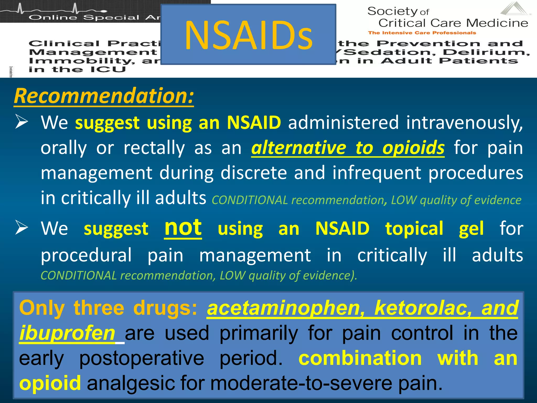 Sedation and analgesia in icu | PDF