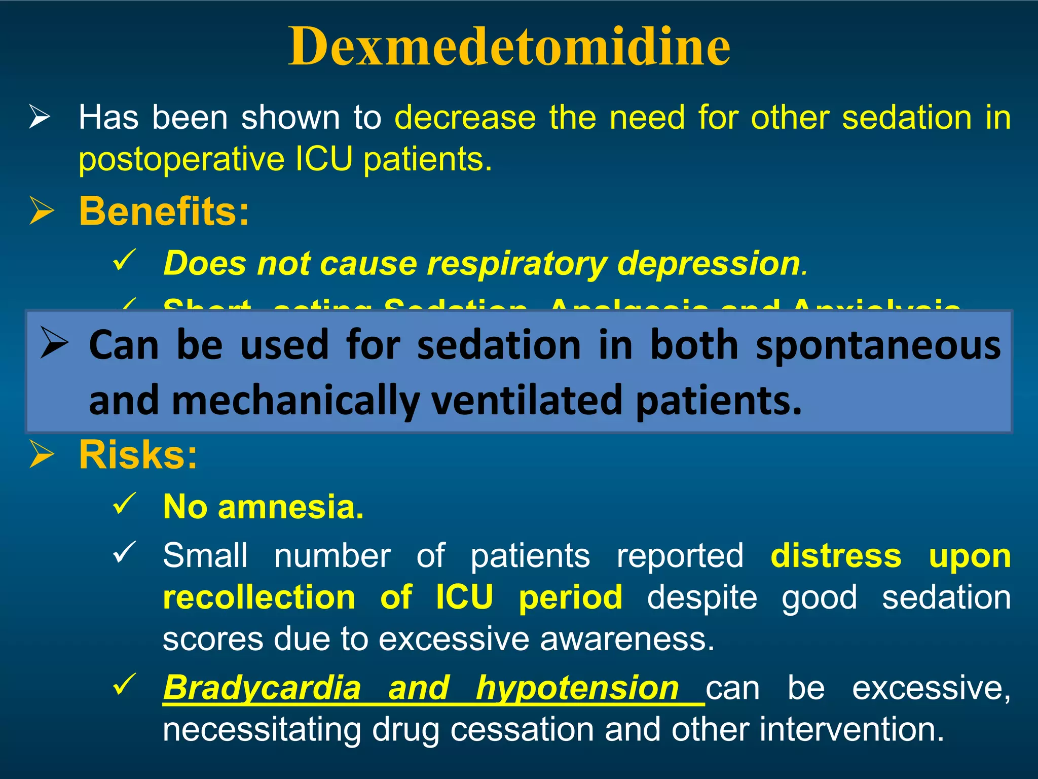Sedation and analgesia in icu | PDF