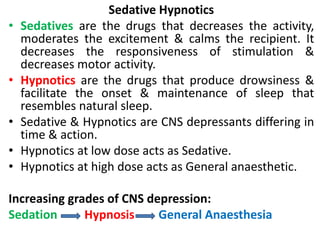 Sedative Hypnotic(Act on gaba, Na, K) | PPTX