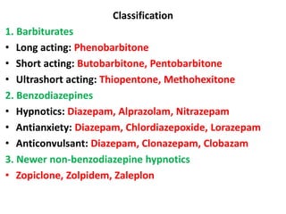 Sedative Hypnotic(Act on gaba, Na, K) | PPTX