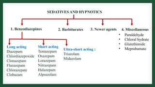 SEDATIVES AND HYPNOTICS - Based on BPharm Fourth Semester | PPTX