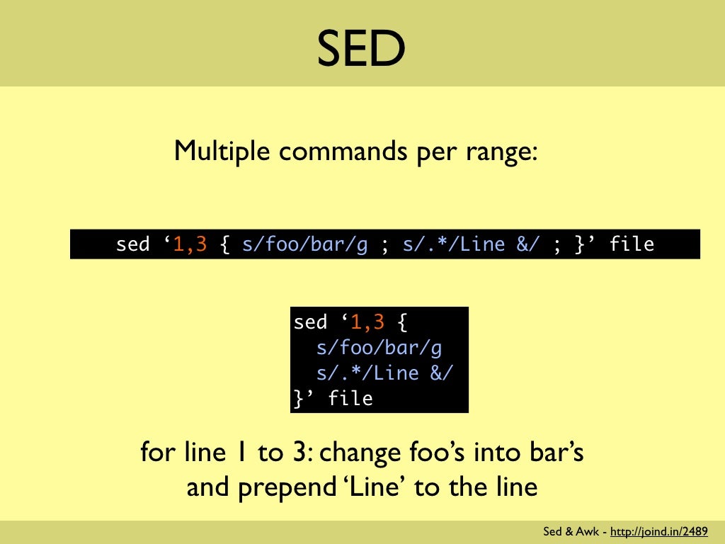SED Multiple Commands Per Range sed-multiple-commands-per-range