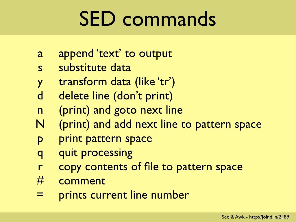 SED commands a append ‘text’ SED commands a append ‘text’